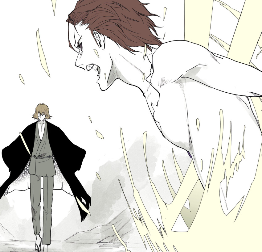 Safebooru - 2boys aizen sousuke angry aura black sclera bleach blecc0na ...