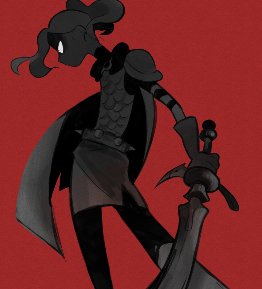 Safebooru - 1girl amphibia armor asymmetrical bangs cape from side ...