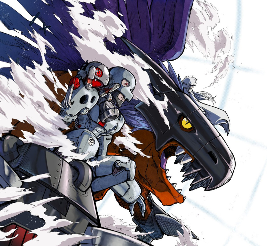 Safebooru - 2boys andromon armor ayumuminato claw (weapon) cyborg ...