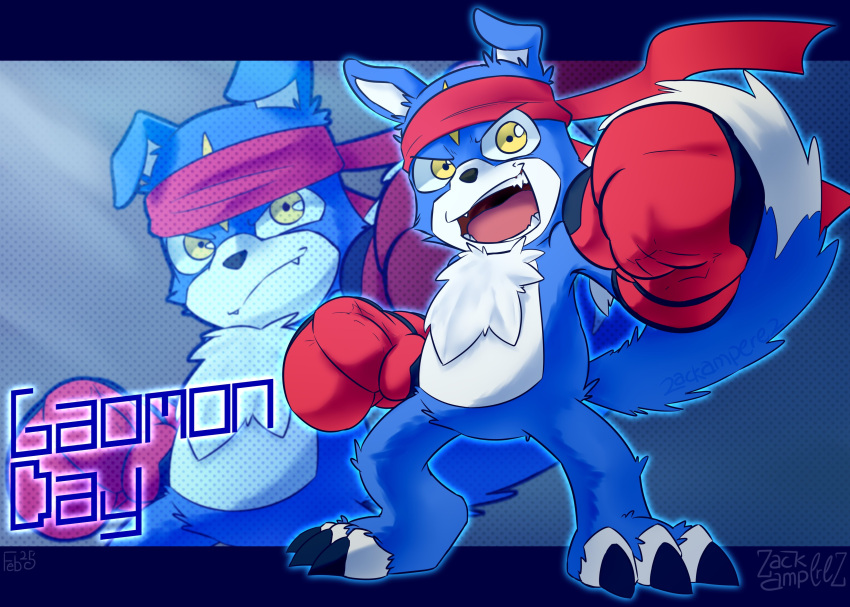 Safebooru - absurdres artist name blue background blue fur body fur digimon digimon (creature ...