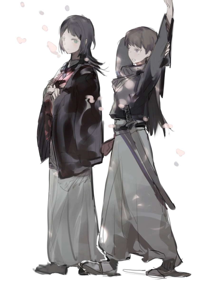 Safebooru - 2girls arm up bang dream! bang dream! it's mygo!!!!! black hair black jacket blue ...