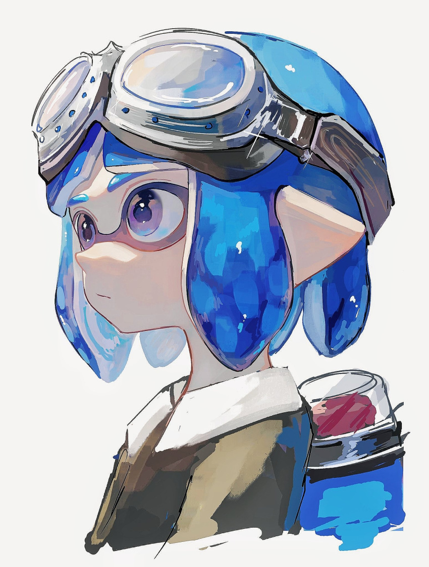 Safebooru - 1girl aviator goggles blue eyes blue hair closed mouth ...