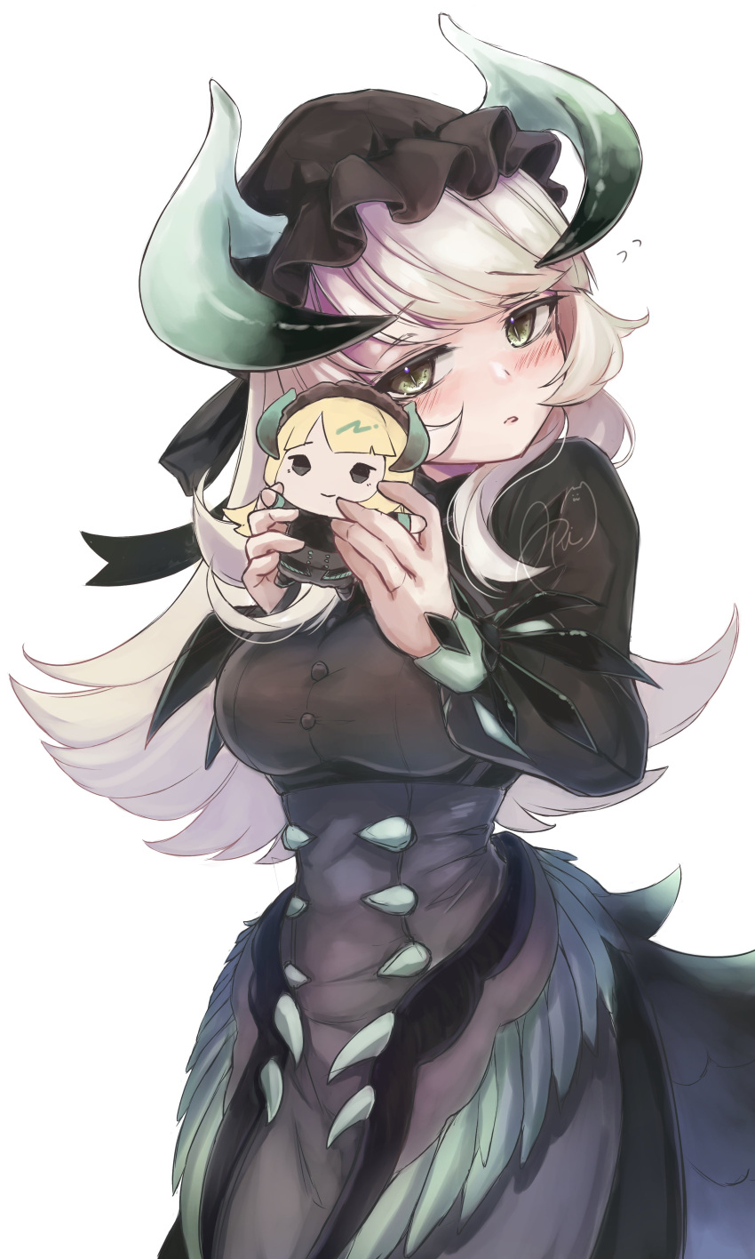 Safebooru - 1girl absurdres ari (xxrmsn 008) black dress black hat black tail blush breasts ...