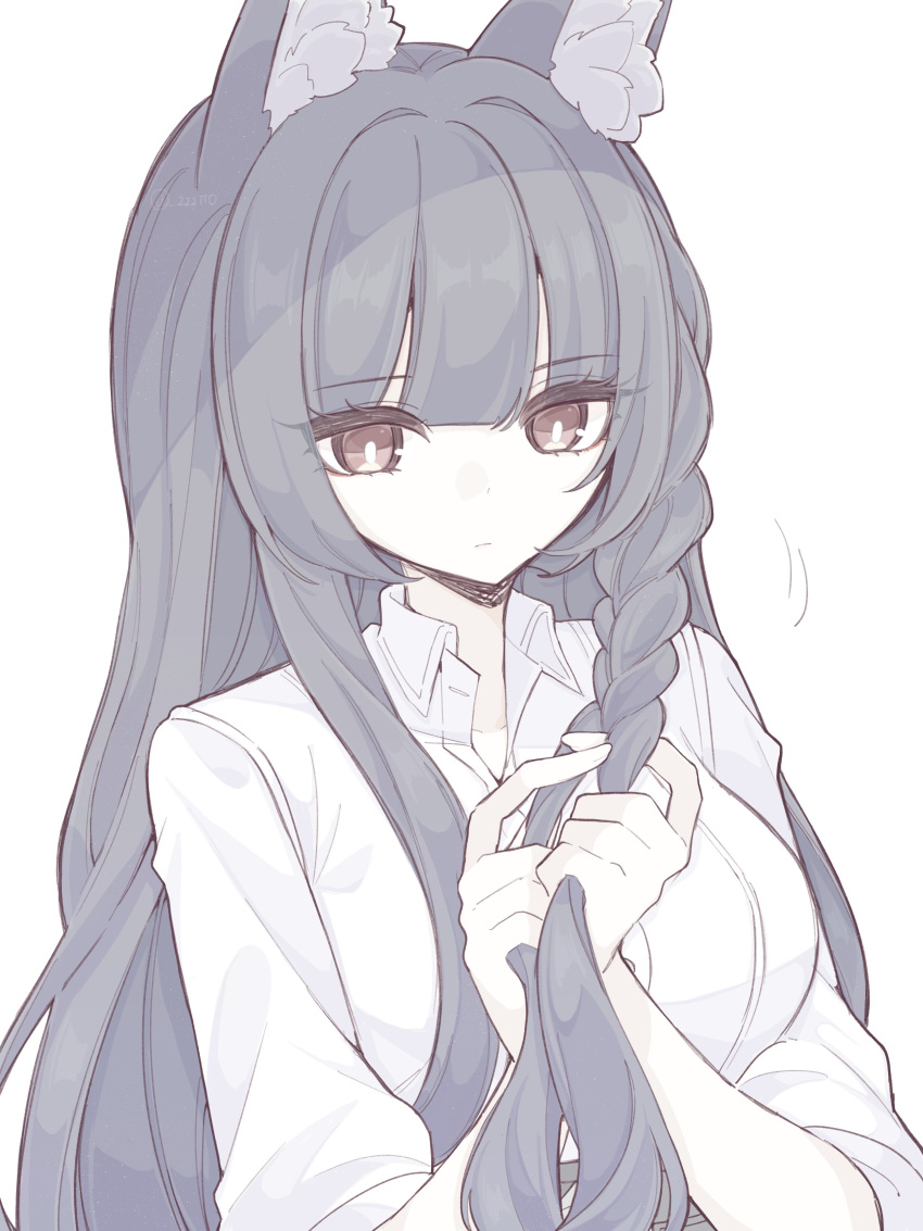 Safebooru - 1girl absurdres animal ears black hair braid braiding hair fox ears fox girl ...