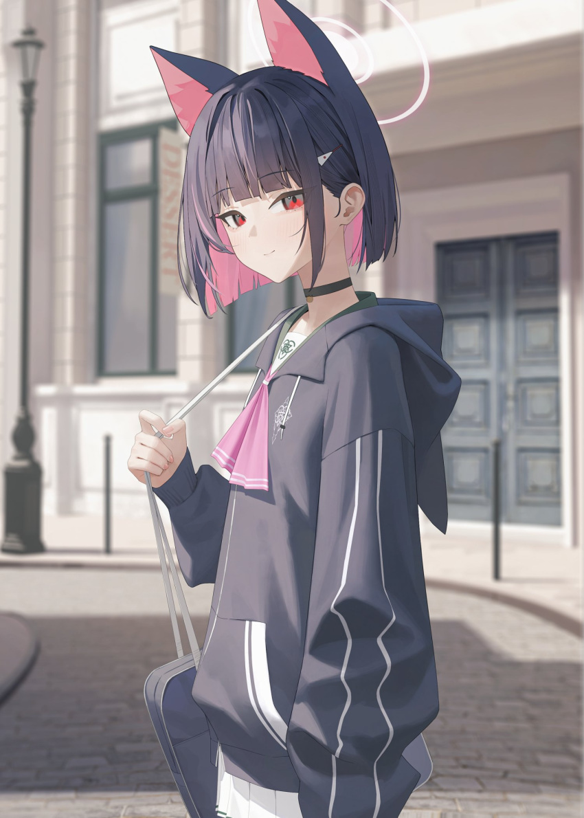 Safebooru - 1girl animal ears aya (lezon) bag black bag black choker ...