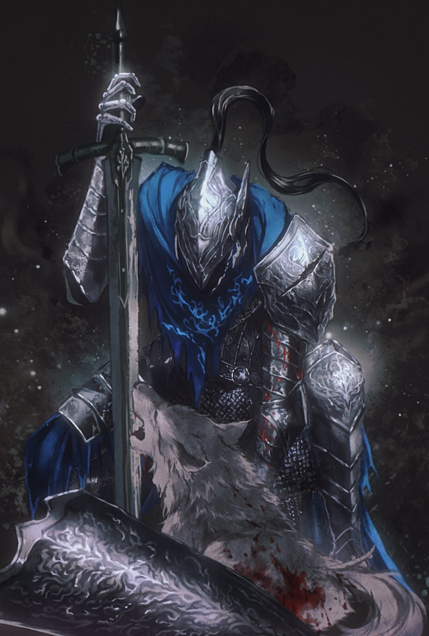 Safebooru - 1boy animal armor artorias the abysswalker black background ...
