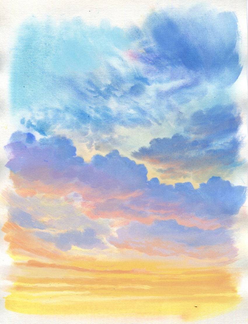 Safebooru - blue sky border clouds cloudy sky day evening highres no humans orange sky original ...