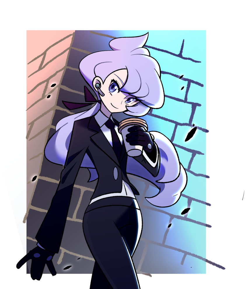 Safebooru - 1girl absurdres anabel (pokemon) asymmetrical bangs black gloves black jacket black ...