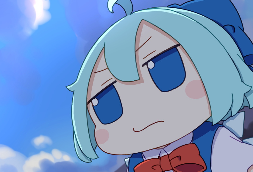 Safebooru 1girl Ahoge Blue Bow Blue Eyes Blue Hair Blue Sky Blush 3819