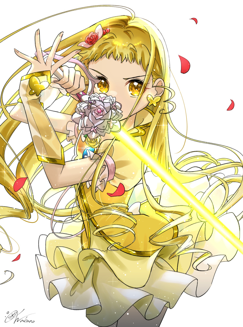 Safebooru - 1girl arm warmers blonde hair butterfly brooch butterfly earrings commentary cure ...