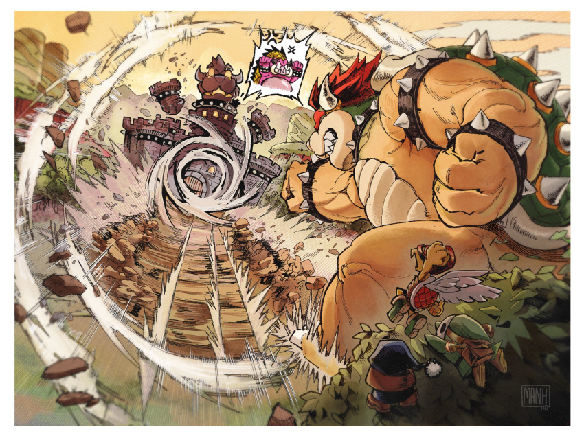 Safebooru - 5boys anger vein border bowser bush castle clenched hands ...