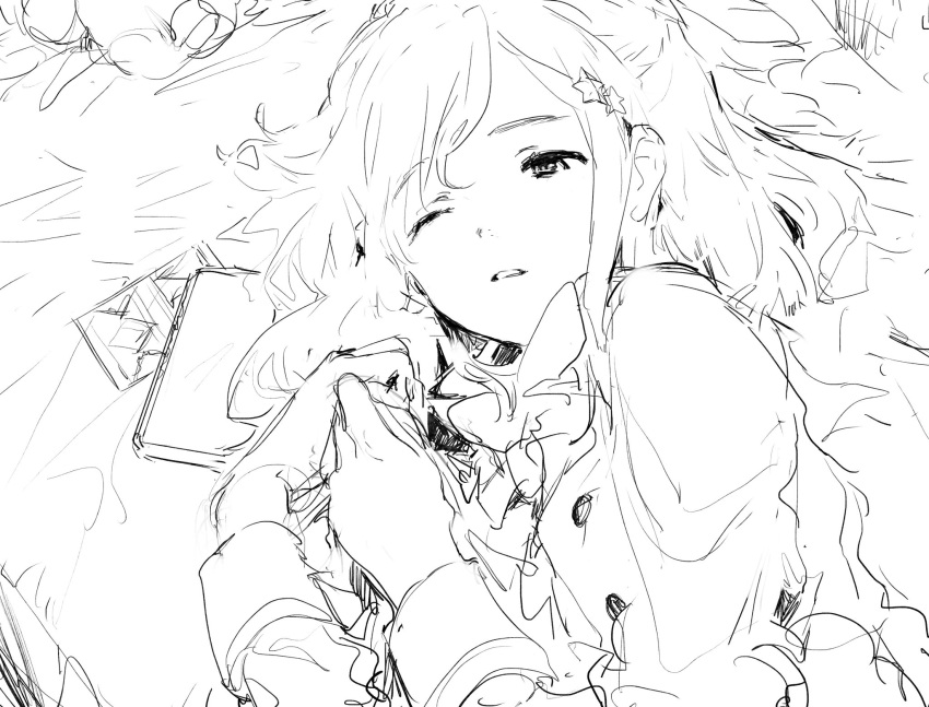 Safebooru - 1girl aikatsu! (series) aikatsu friends! bad id bad twitter id greyscale hands up ...