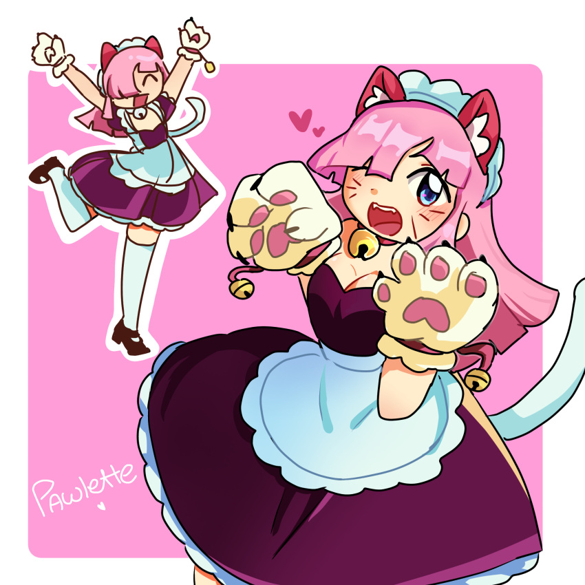 Safebooru - 1girl animal ears animal hands apron bell brawl stars cat ears cat paws highres maid ...