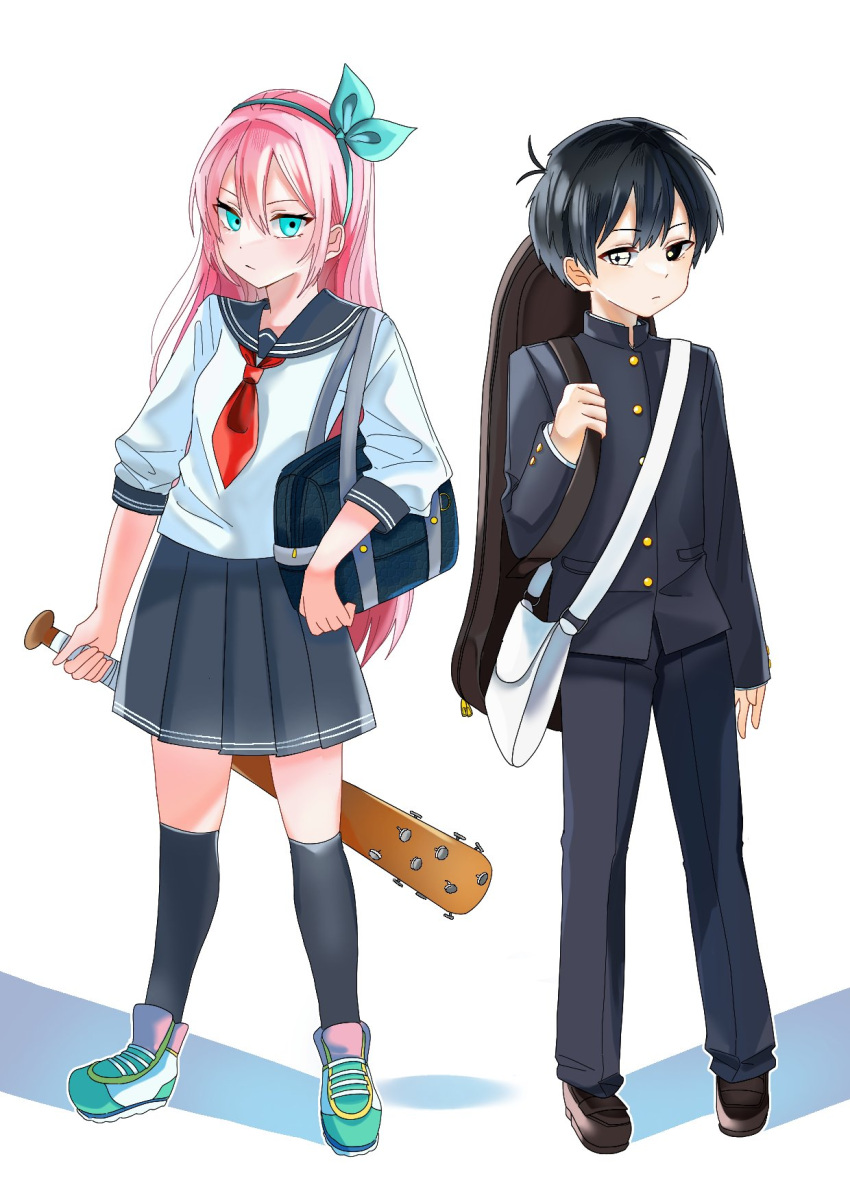 Safebooru - 1boy 1girl asaoka born14 aubrey (faraway) (omori) aubrey (omori) bag black eyes ...