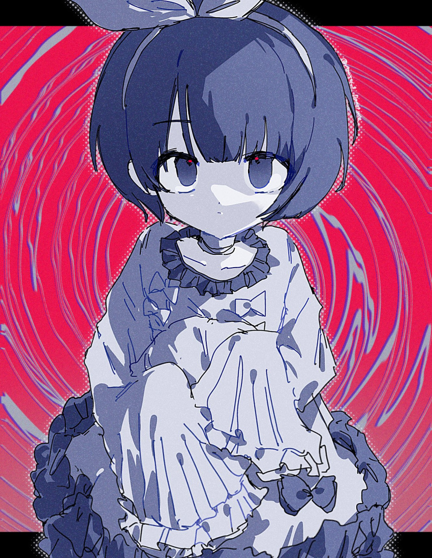 Safebooru - 1girl abstract background apu (aputto 9) blue eyes blue ...