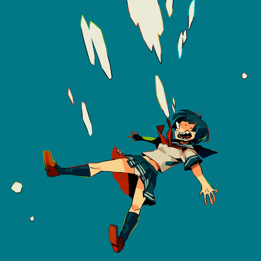 Safebooru - 1boy air bubble blue background blue hair bubble eda full ...