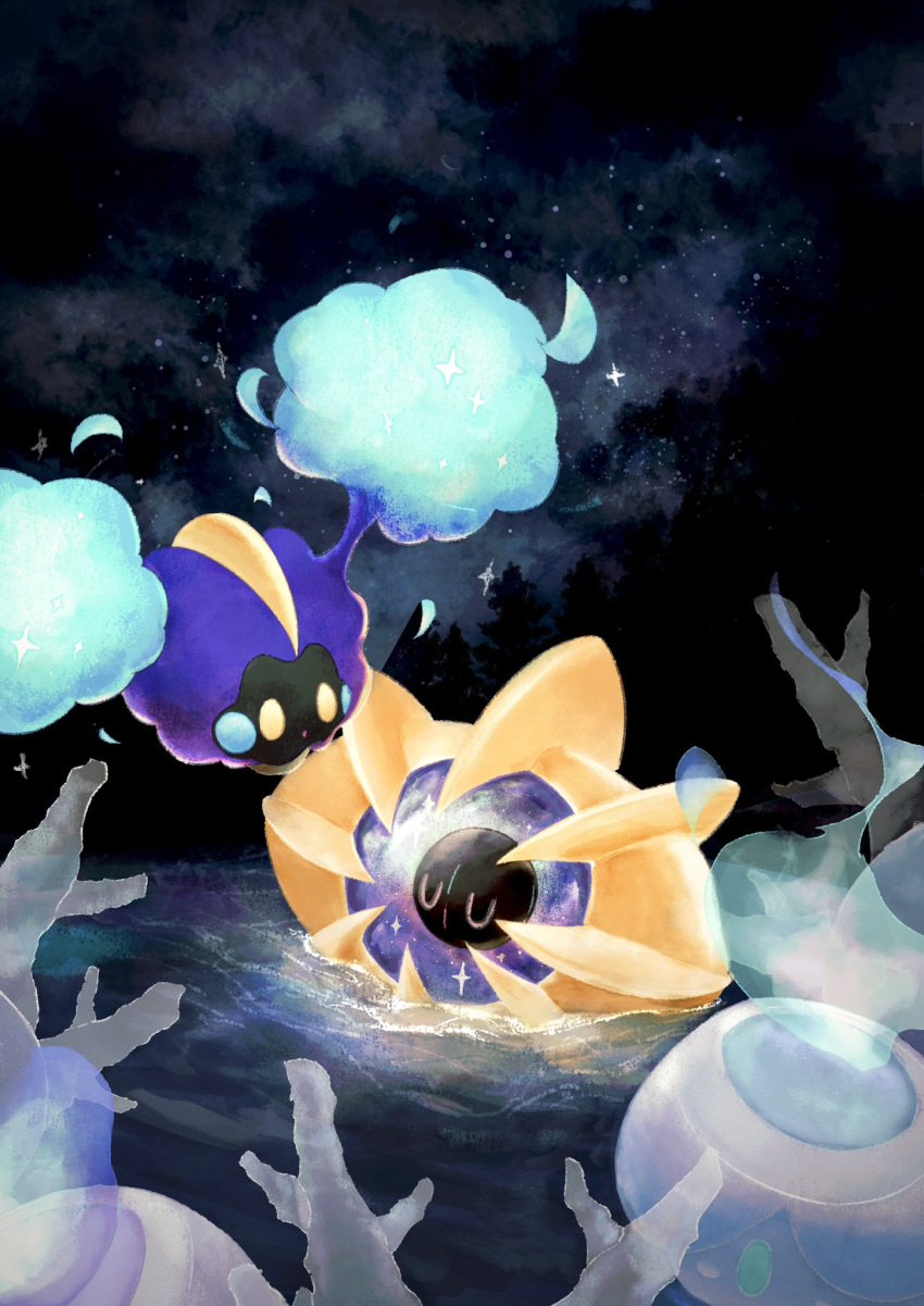 Safebooru - afloat closed eyes cosmoem cosmog cursola evolutionary line ...