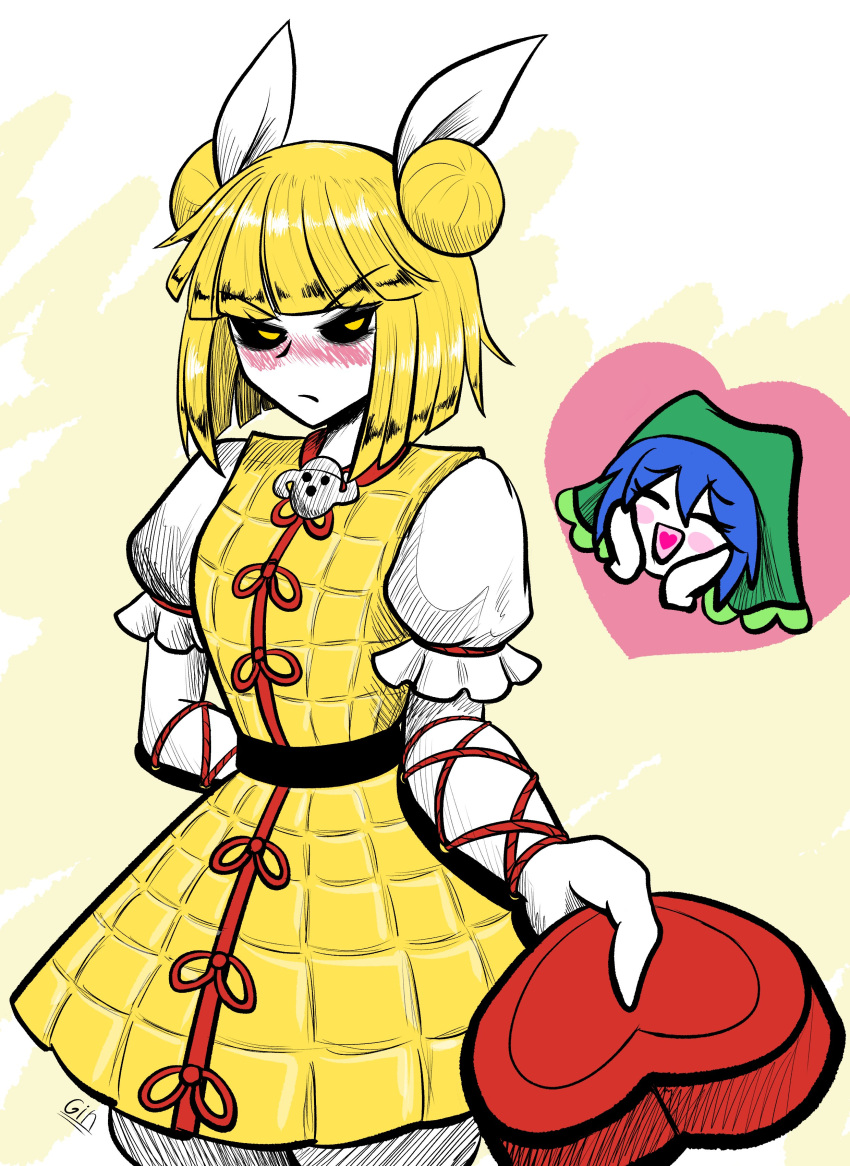 Safebooru 2girls Absurdres Armor Armored Dress Blonde Hair Blue Hair Blunt Bangs Blush Box