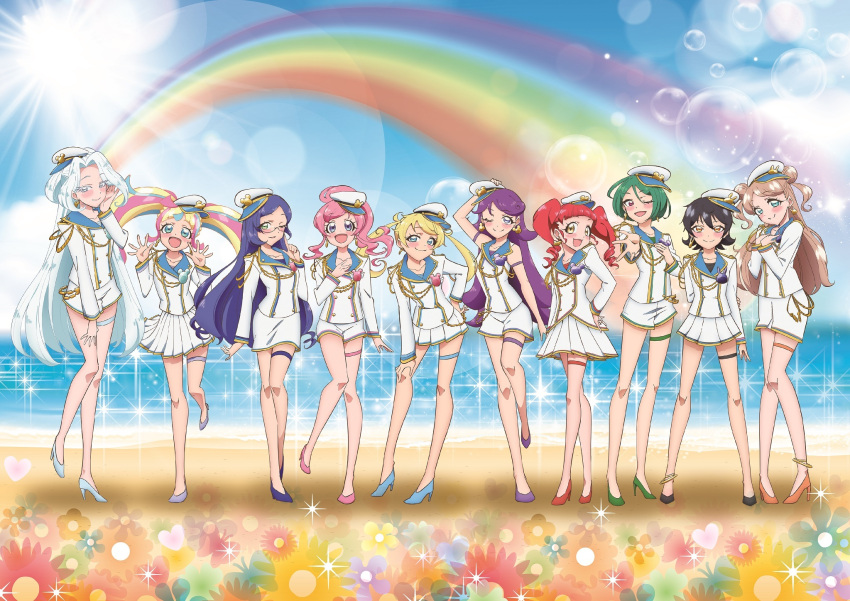 Safebooru - 6+girls :3 ;) ;d akagi anna anklet aoba rinka arm behind back armlet beach black ...