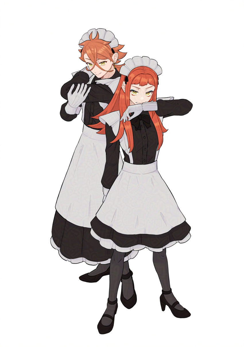 Safebooru - 1boy 1girl absurdres alternate costume apron black dress ...