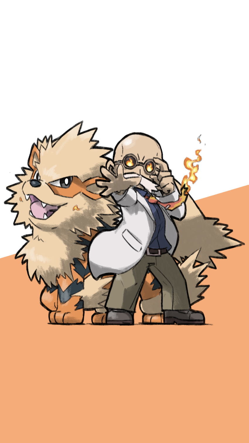 Safebooru - 1boy adjusting eyewear arcanine bald belt black belt ...