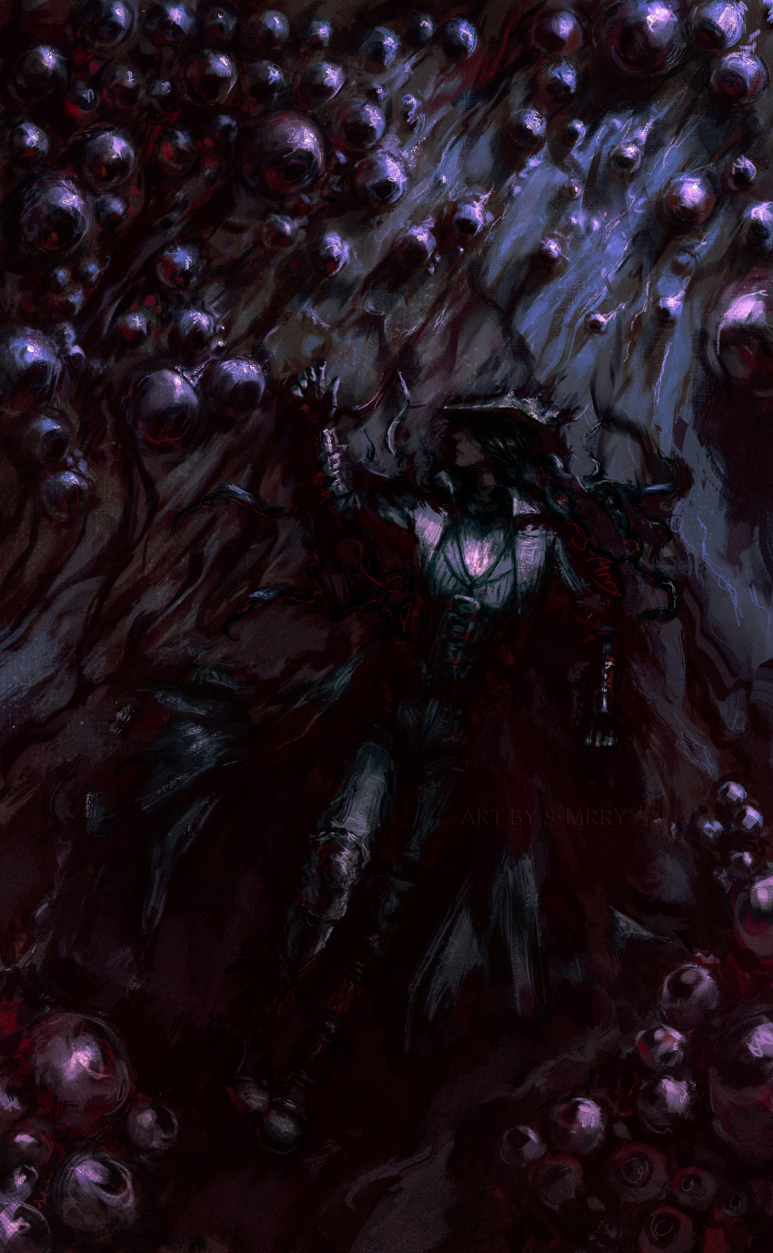 Safebooru - 1girl absurdres black coat black hair black hat bloodborne bloodexer brown boots ...