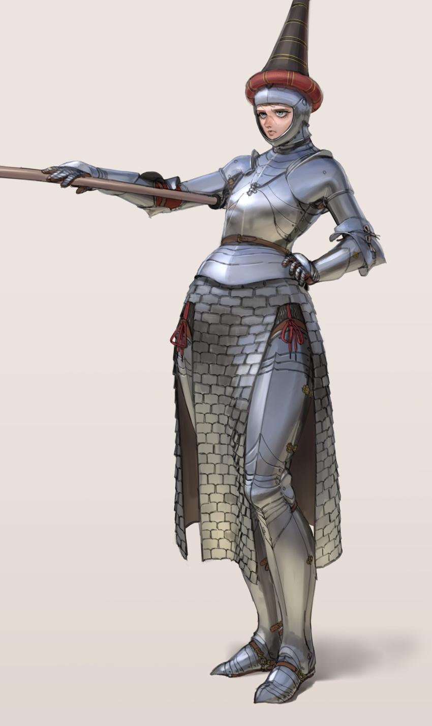 Safebooru - 1girl absurdres armor blue eyes couter cuisses full body ...