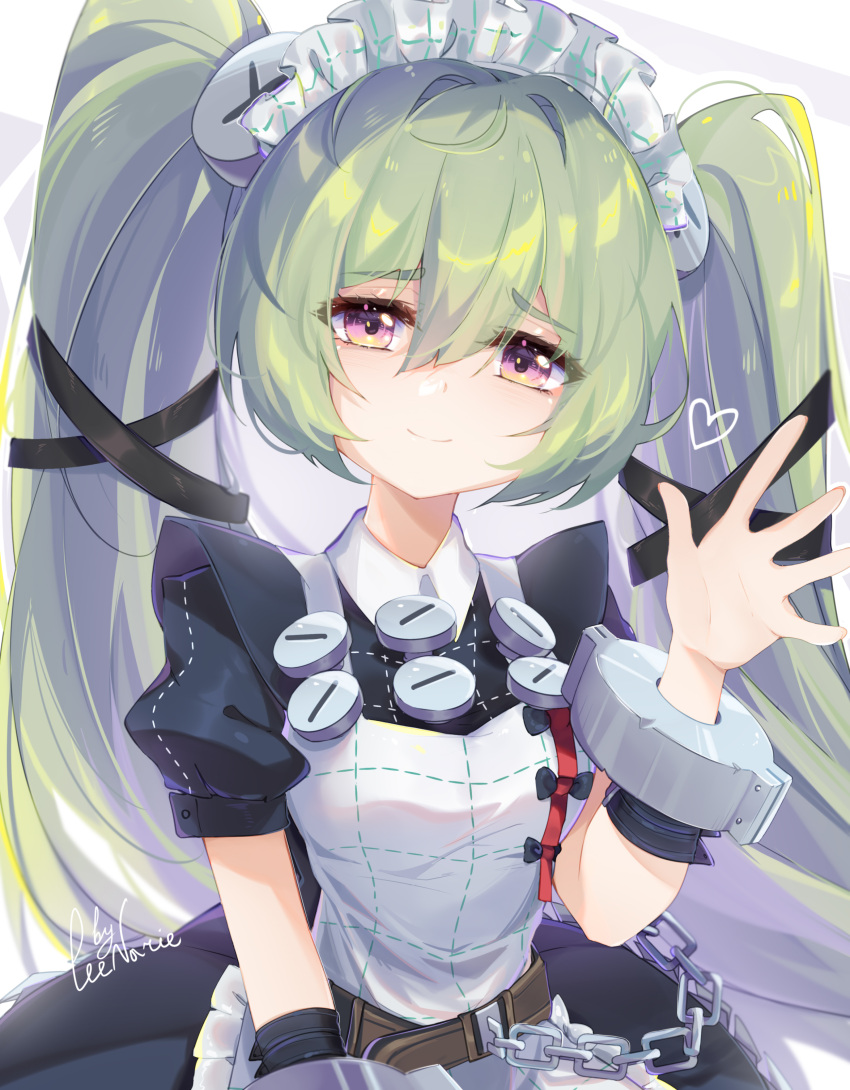 Safebooru - 1girl absurdres apron belt black dress breasts brown belt chain corin wickes cuffs ...