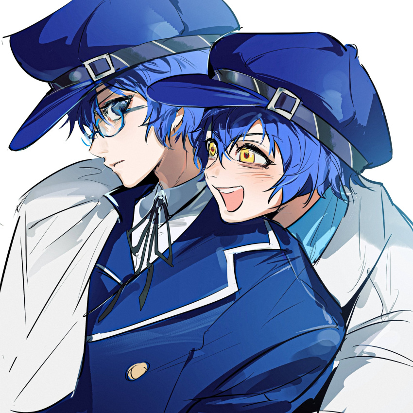 Safebooru - 1girl 26duuuu black ribbon blue-framed eyewear blue eyes ...