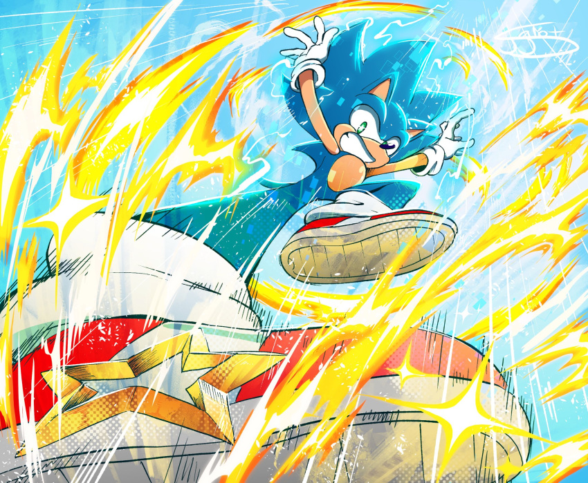 Safebooru - 1boy flying kick full body gloves green eyes highres ...