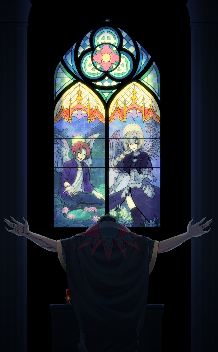 Safebooru - 2boys angel wings armor armored dress blonde hair braid ...