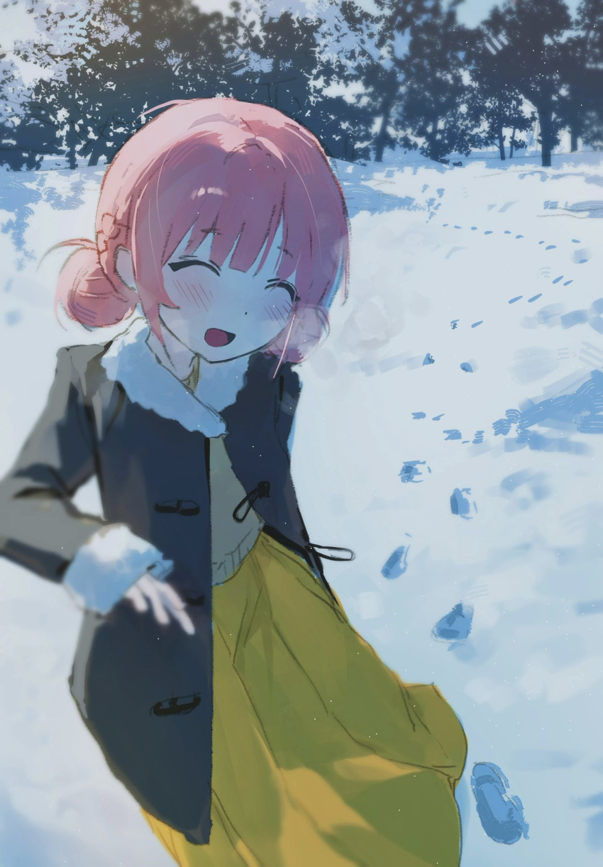 Safebooru - 1girl black jacket closed eyes commentary request double ...