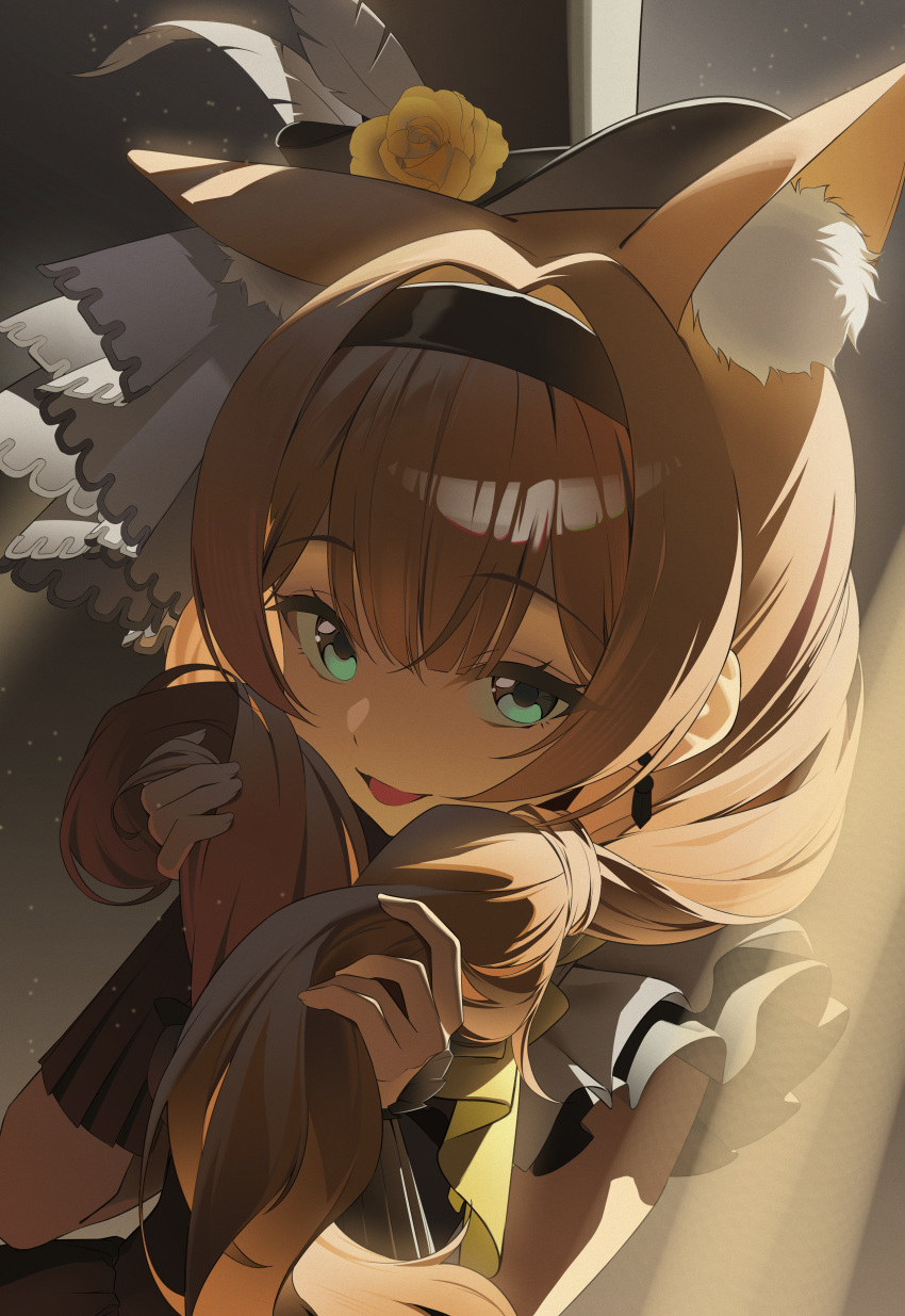 Safebooru - :d absurdres animal ears black dress blue archive ...