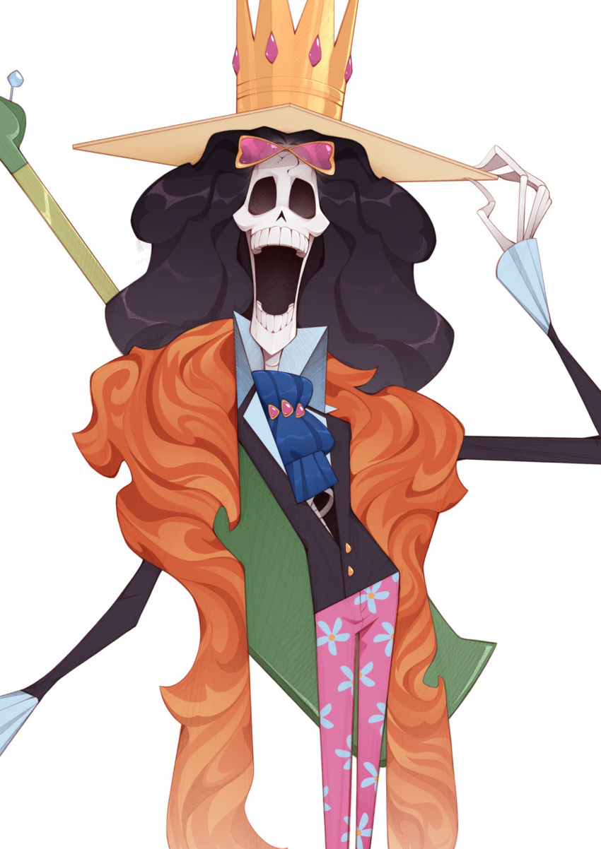 Safebooru - 1boy afro black hair bluelemondraws brook (one piece) cane ...