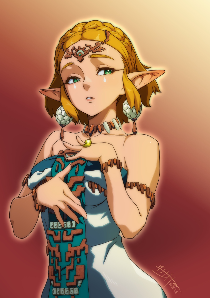 Safebooru - 1girl absurdres armlet bare shoulders blonde hair bracelet ...