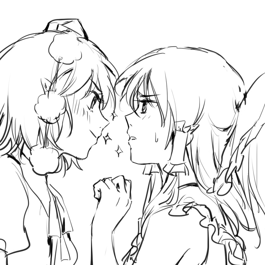 Safebooru - 2girls aihara-rina blush bow chinese commentary closed ...