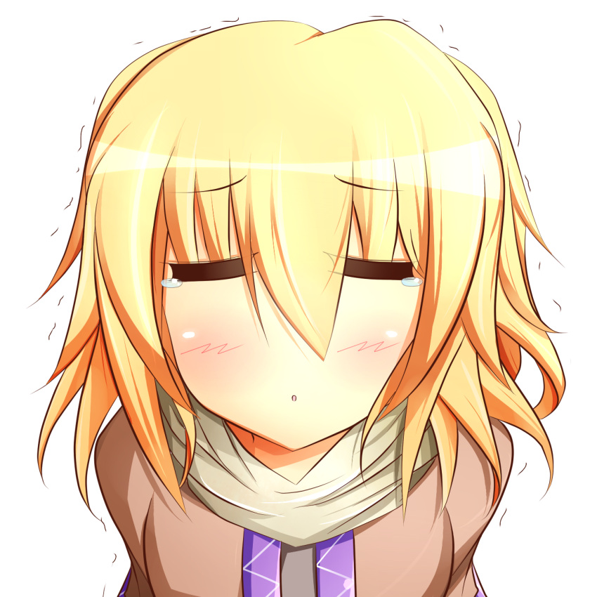 Safebooru - :o blonde hair blush closed eyes ehimedaisuki eyes closed highres incoming kiss ...