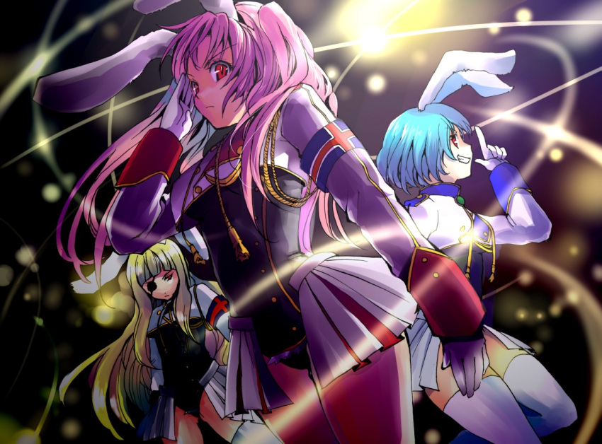 Safebooru - blonde hair rabbit ears eyepatch pink hair red eyes ...