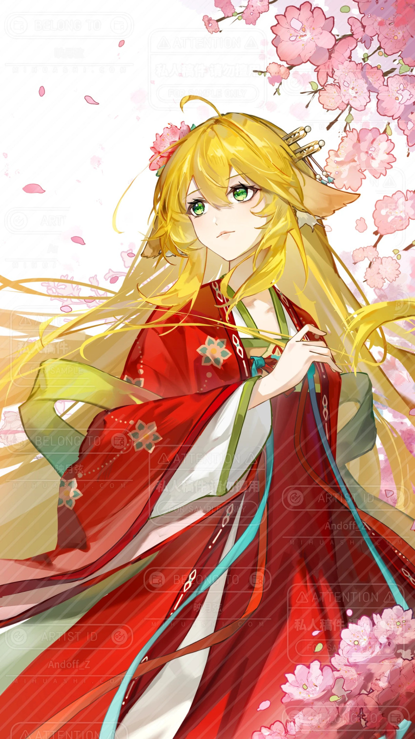 Safebooru - 1girl ahoge andoff animal ear fluff animal ears blonde hair ...