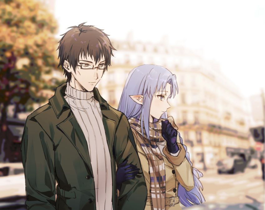 Safebooru - 1boy 1girl black hair blurry coat commentary request depth ...
