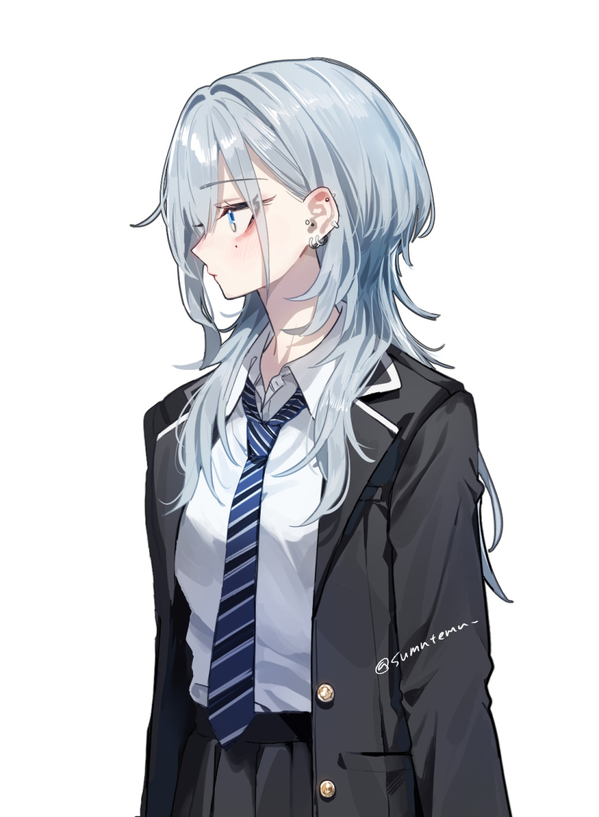 Safebooru - 1girl aegyo sal arms at sides black jacket black skirt ...