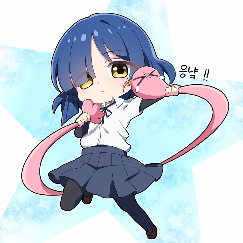 Safebooru - 2girls absurdres black pantyhose black ribbon blue hair ...