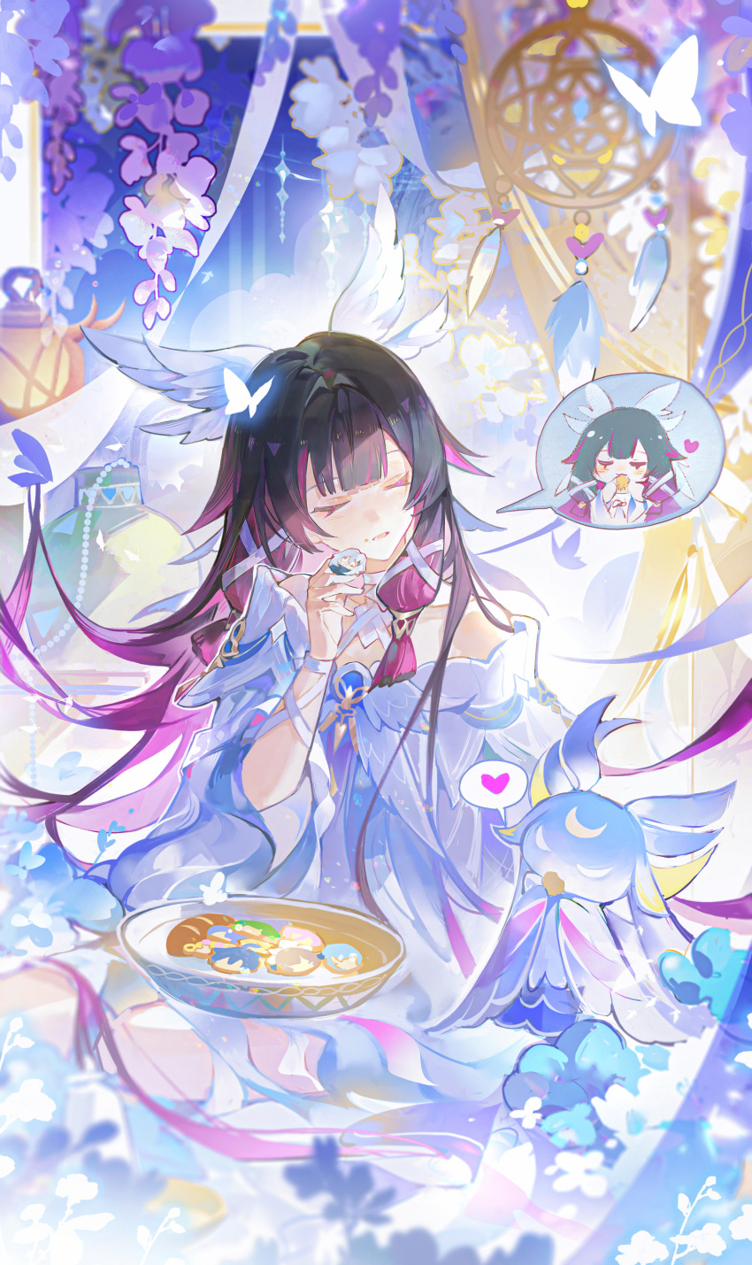 Safebooru - 1girl absurdres bare shoulders black hair bug chibi chinese ...