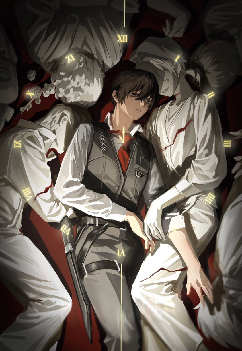 Safebooru - 1boy bags under eyes belt black eyes black hair black pants ...