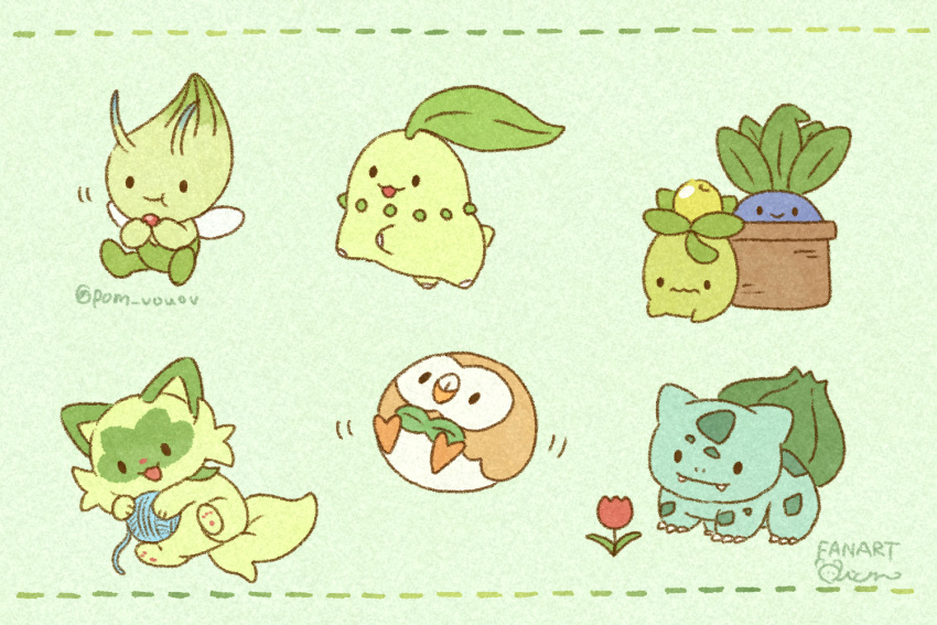 Safebooru - :3 berry bulbasaur celebi chibi chibi only chikorita ...