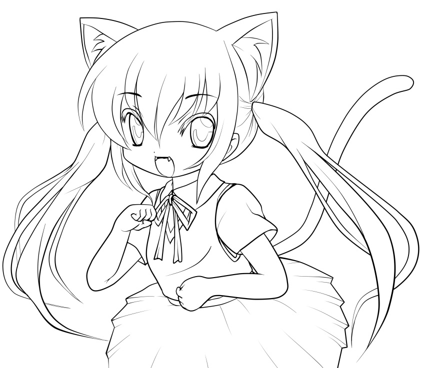 Safebooru - animal ears cat ears highres k-on! lineart long hair ...