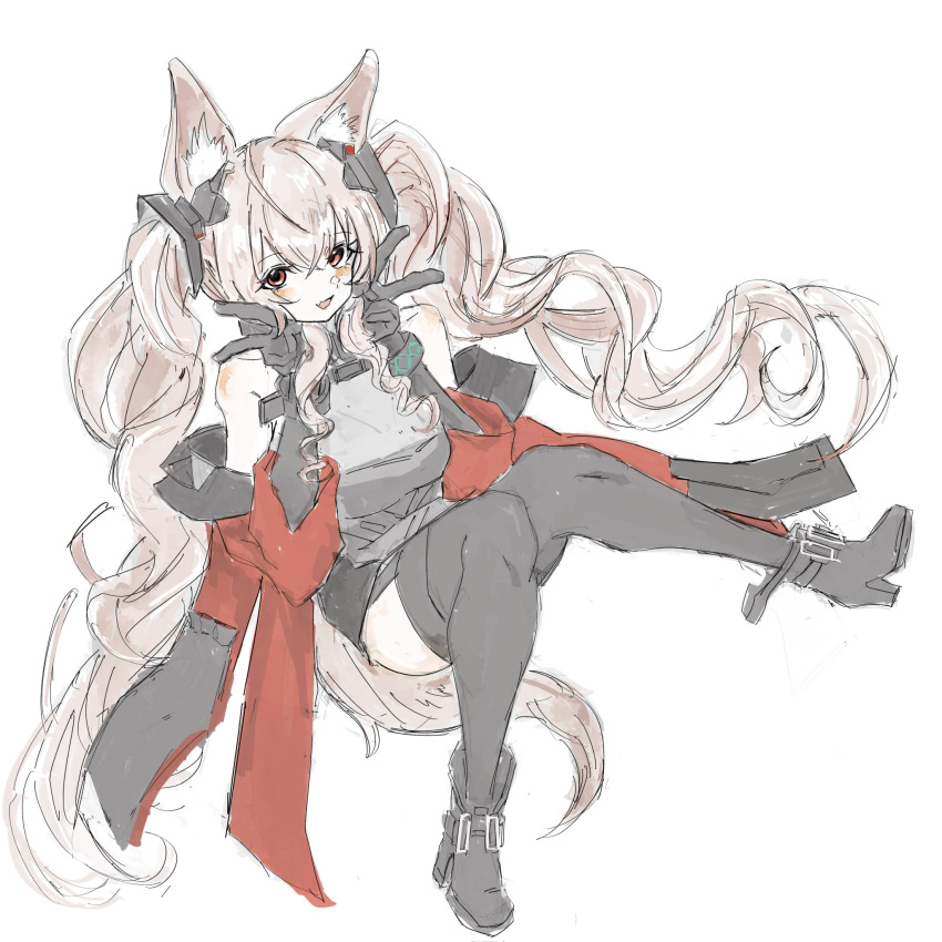 Safebooru - 1girl :d angelina (arknights) animal ear fluff animal ears ...