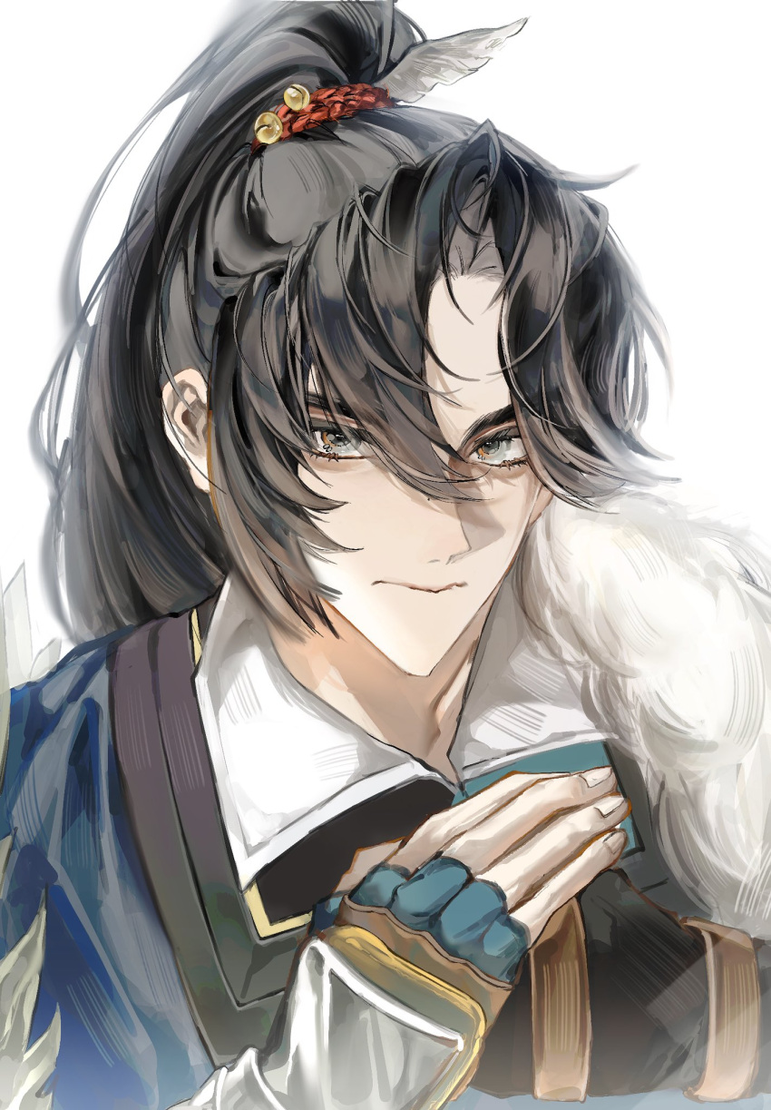 Safebooru - 1boy black hair blue eyes blue robe cheng heguang ...