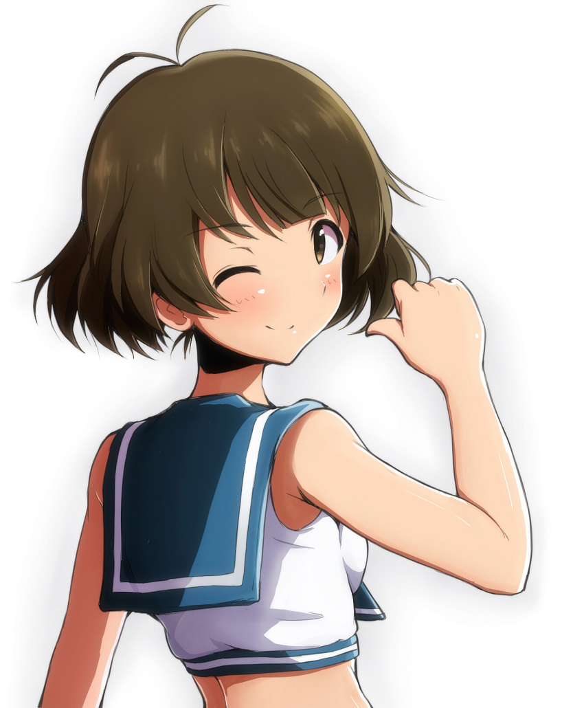 Safebooru - 1boy akizuki ryou antenna hair bare shoulders blush brown ...