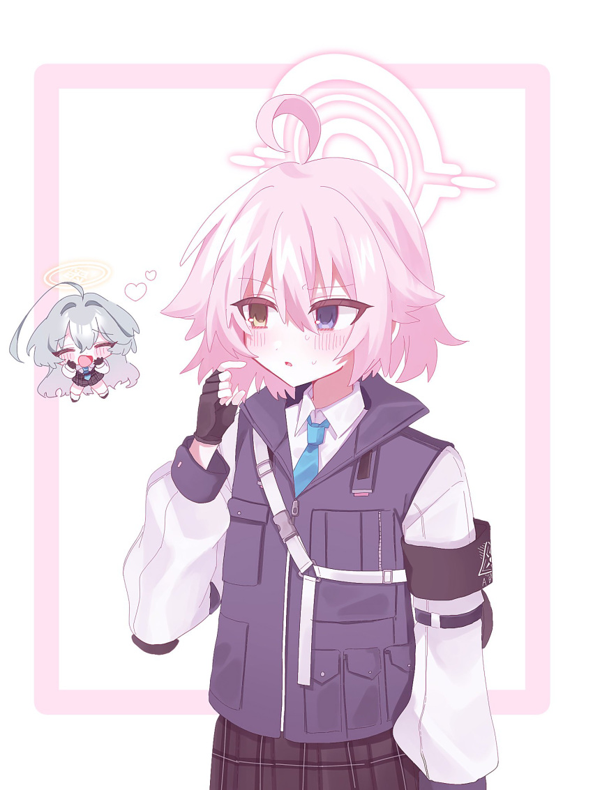 Safebooru - 2girls :d ^ ^ ahoge arm at side armband black armband black ...